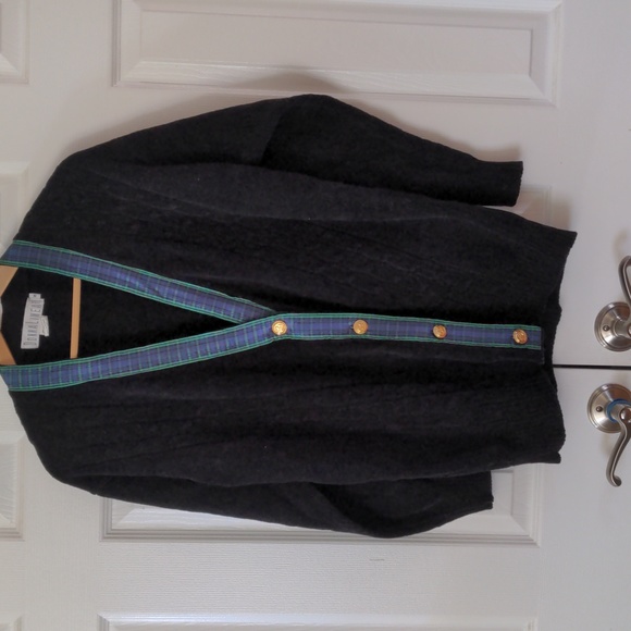 Donna Linea | Sweaters | Nwot Chenille Cardigan Plaid Gold Buttons ...